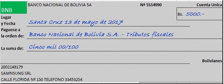 CONGEST BOLIVIA SRL - ¿COMO PAGAR IMPUESTOS CON CHEQUE?